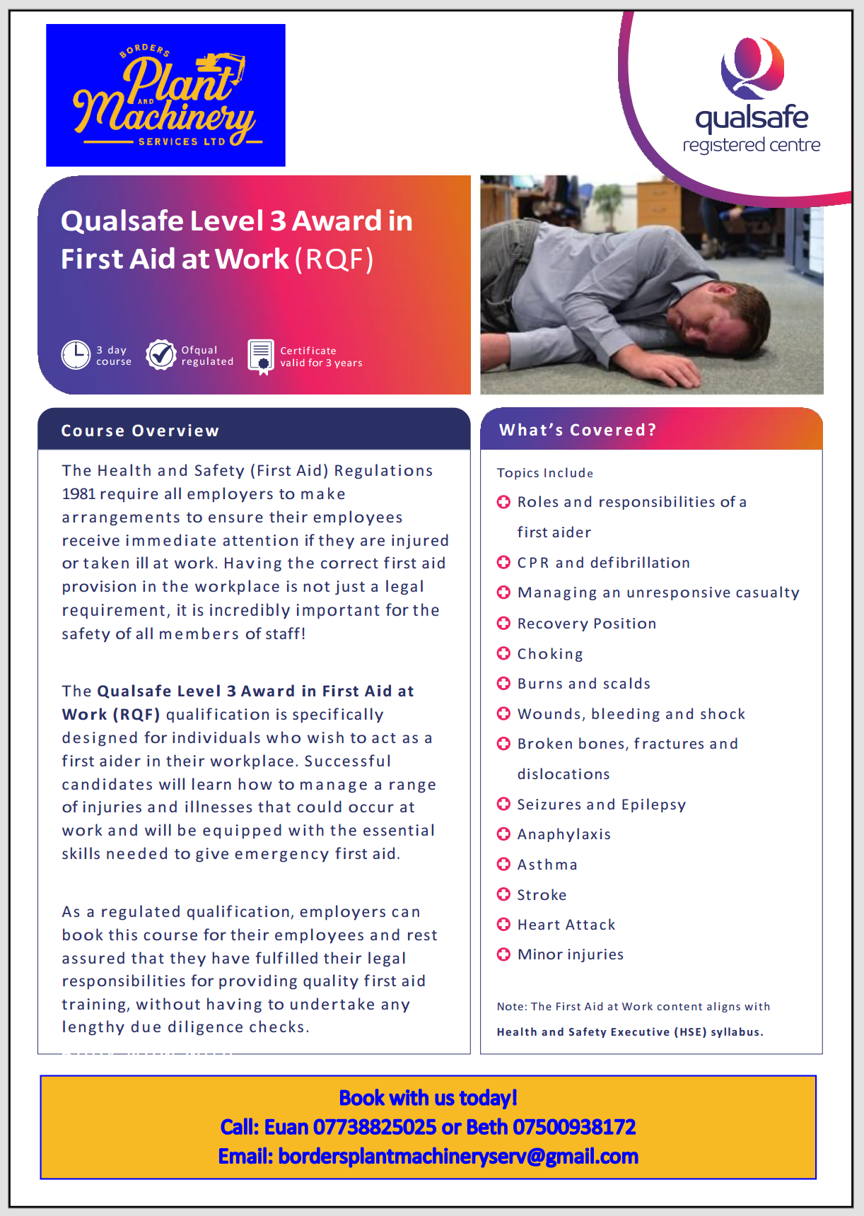 First Aid at Work - Borders Plant and Machinery Services