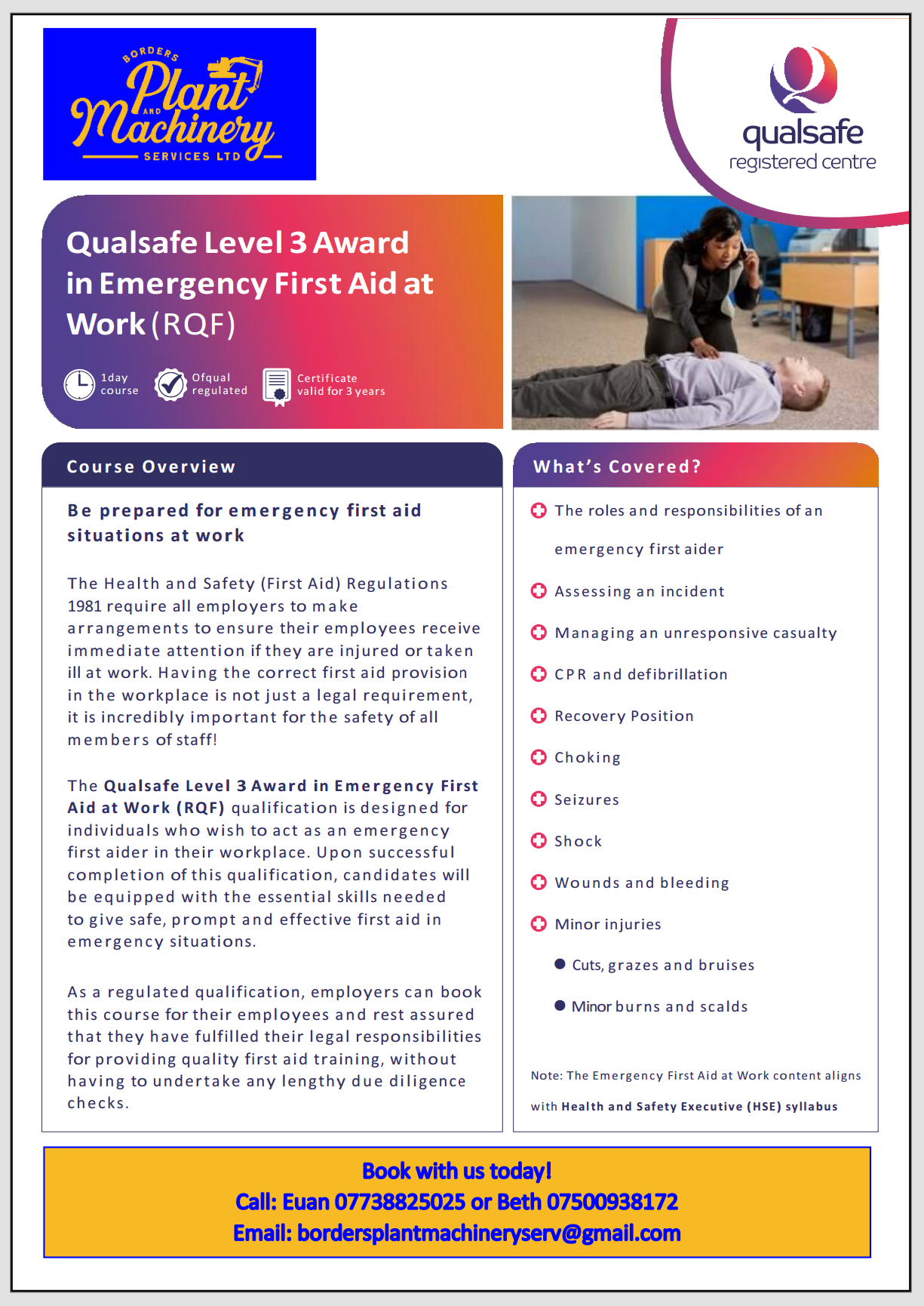 Emergency First Aid at Work - Borders Plant and Machinery Services